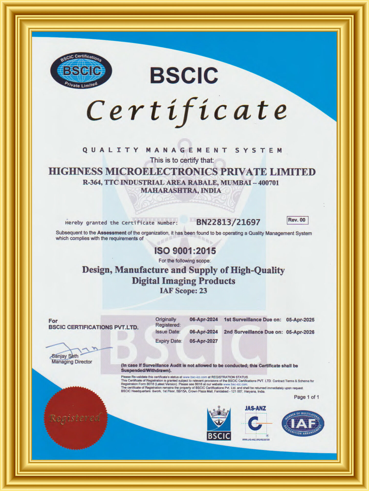 Certifications – HighnessMicro